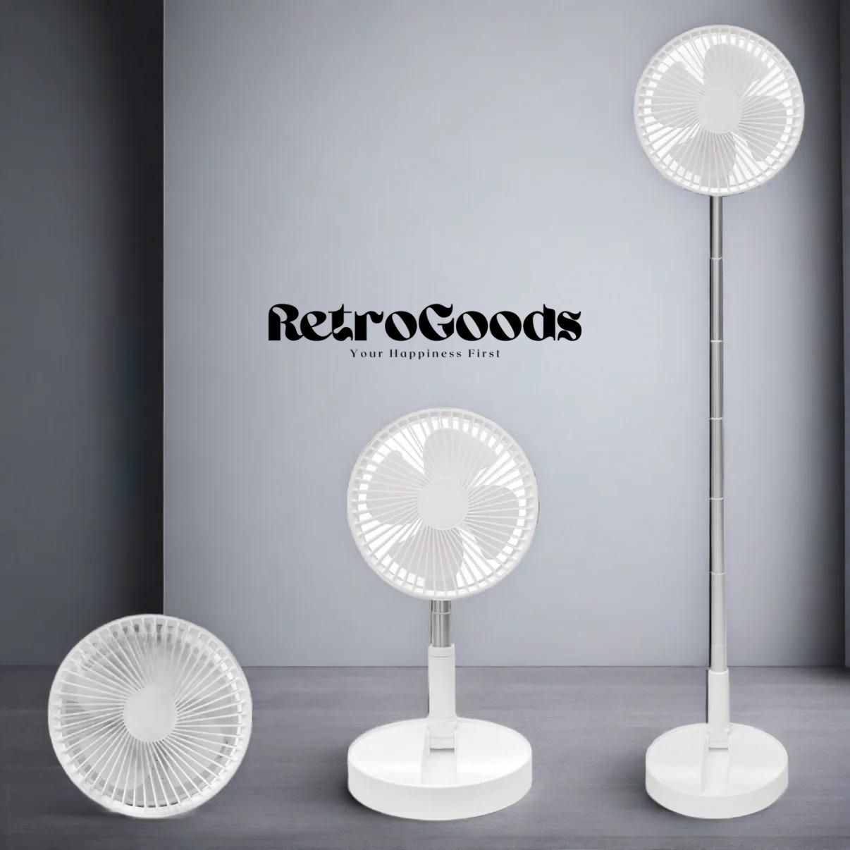 Foldable Fan - Powerful & Rechargeable by RetroGoods (Premium Quality)